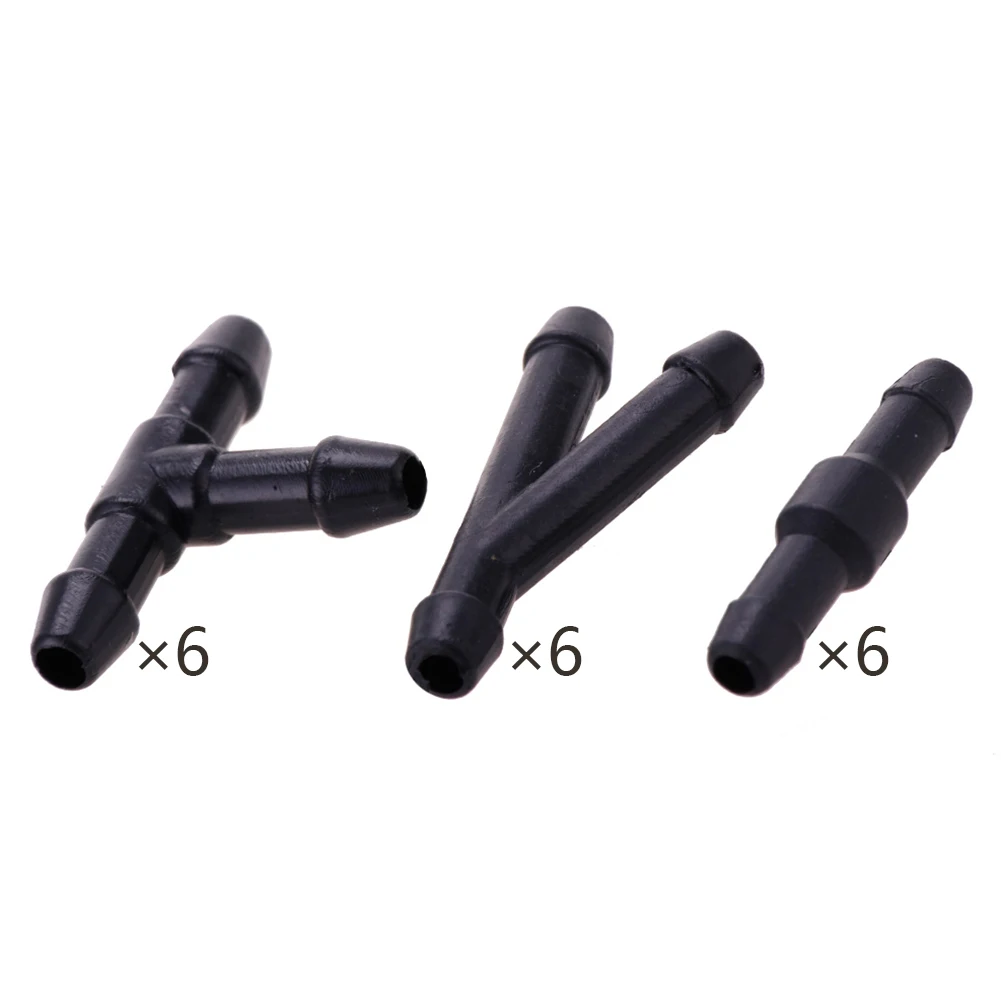 18pcs T Y I 유형 와이퍼 스프레이 파이프 조이너 자동차 앞 유리 와셔 파이프 노즐 청소 물 호스 튜브 공동 자동차 자동차 액세서리차량 앞유리용 와이퍼