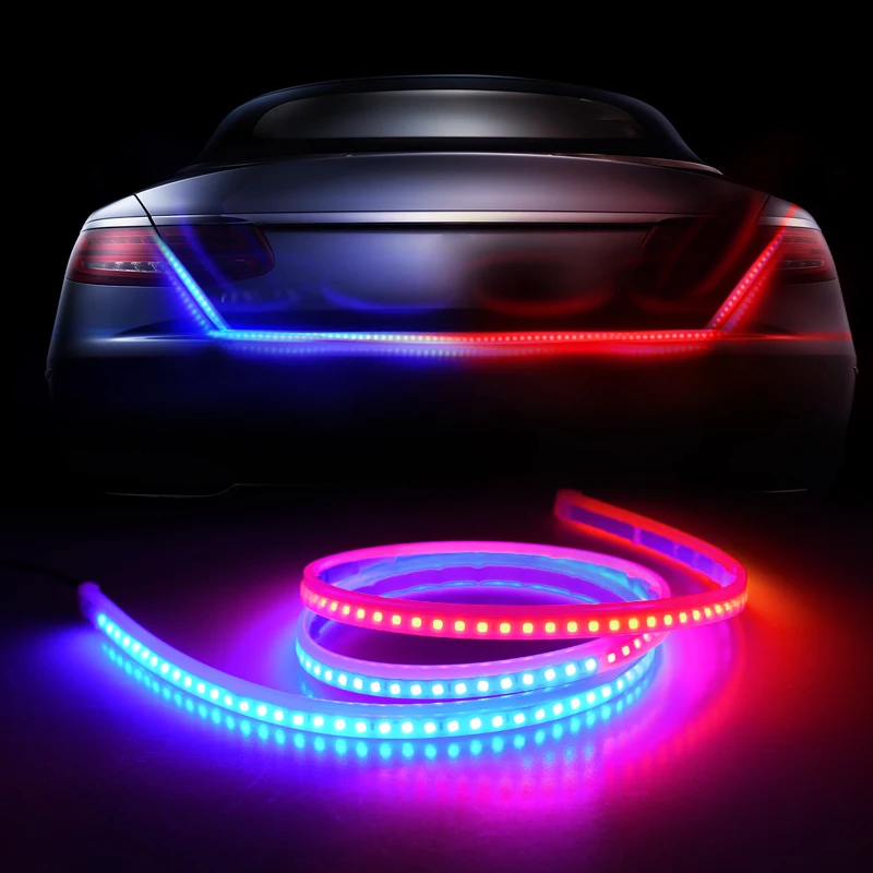 Car Rear Trunk Tail Light 120cm Red And Blue Strobe Dynamic Reverse ...