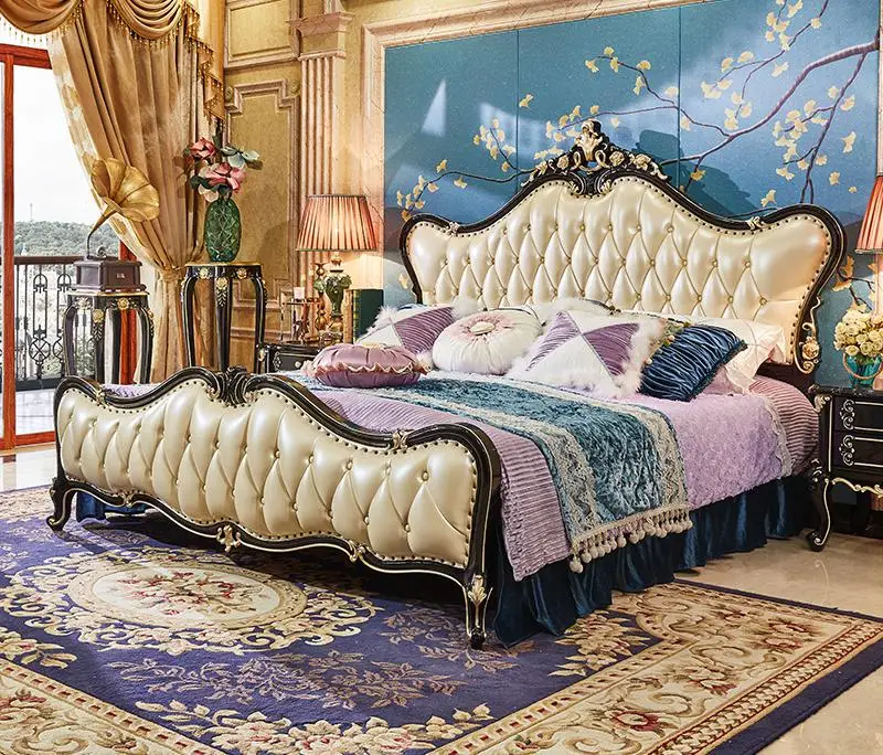 King Classic Style Solid Wood Bedroom Bed Furniture Set|Beds| - AliExpress