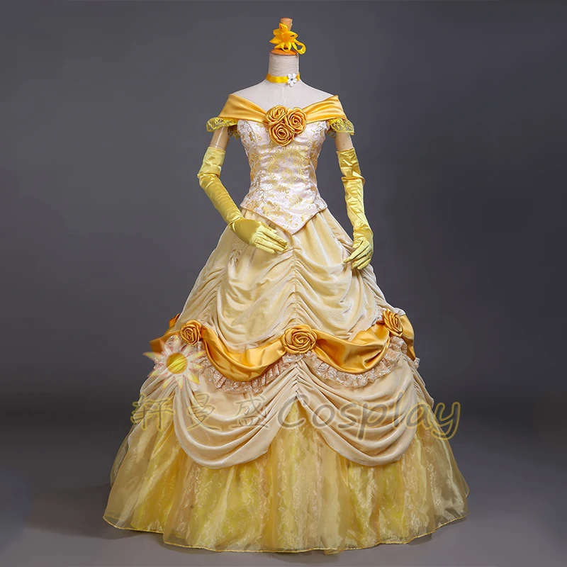 New-Arrival-Princess-Luxury-Cosplay-Costume-Belle-Yellow-Dress-For ...