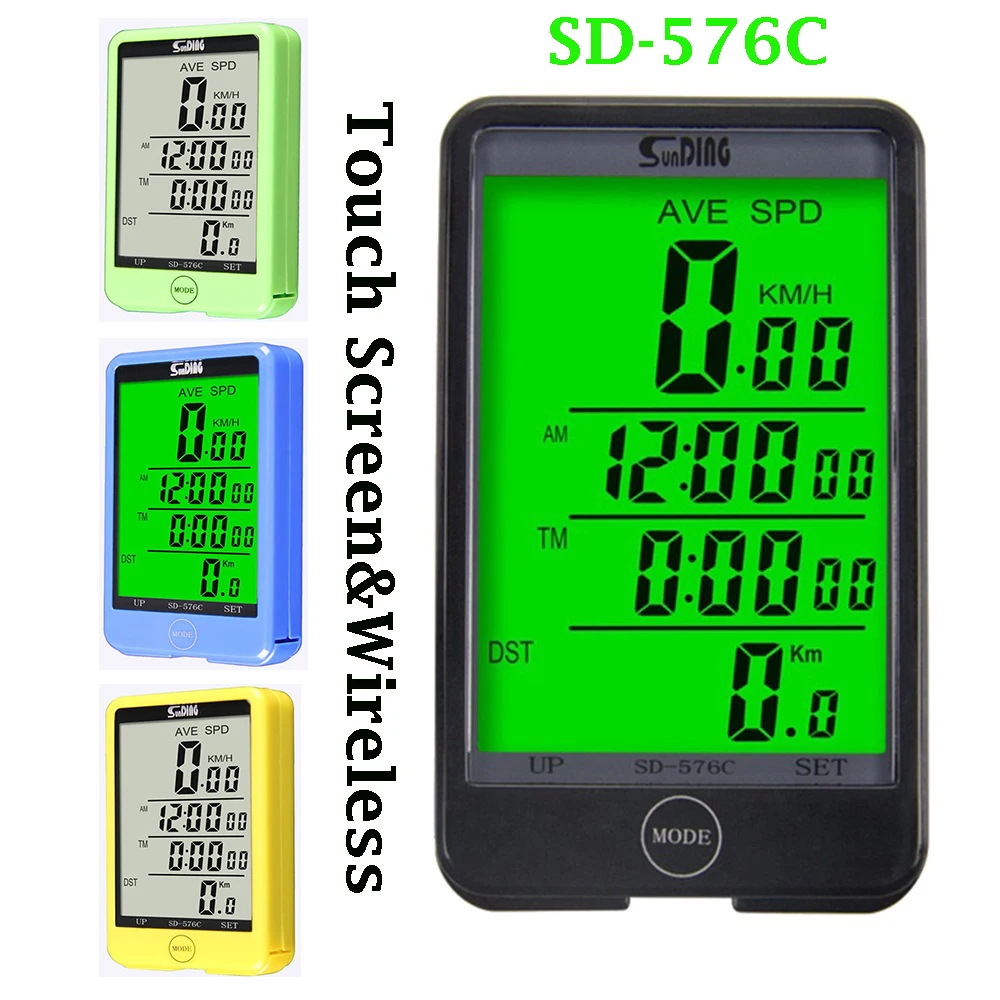 Wireless LCD Touch Screen Bike Computer Speedometer Light Sense ...