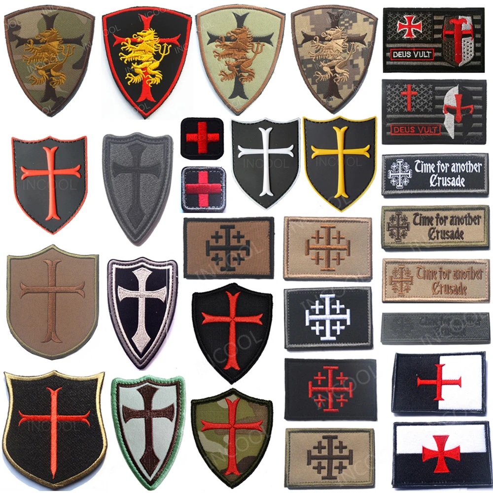 Knights Templar Embroidered Patches Cross Military Pvc Patch Tactical ...