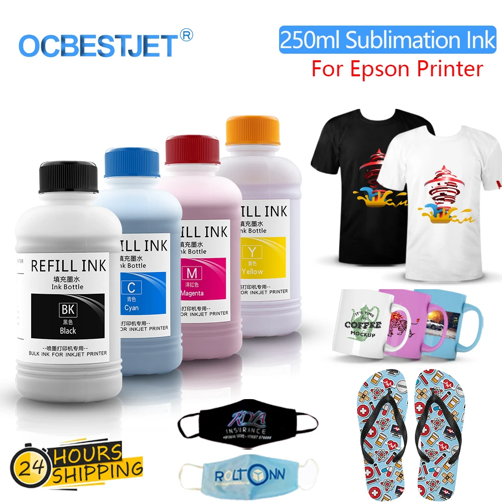 4x250ml Sublimation Ink Bottle For Epson L212 L314 L362 T26 TX109 TX117 ...