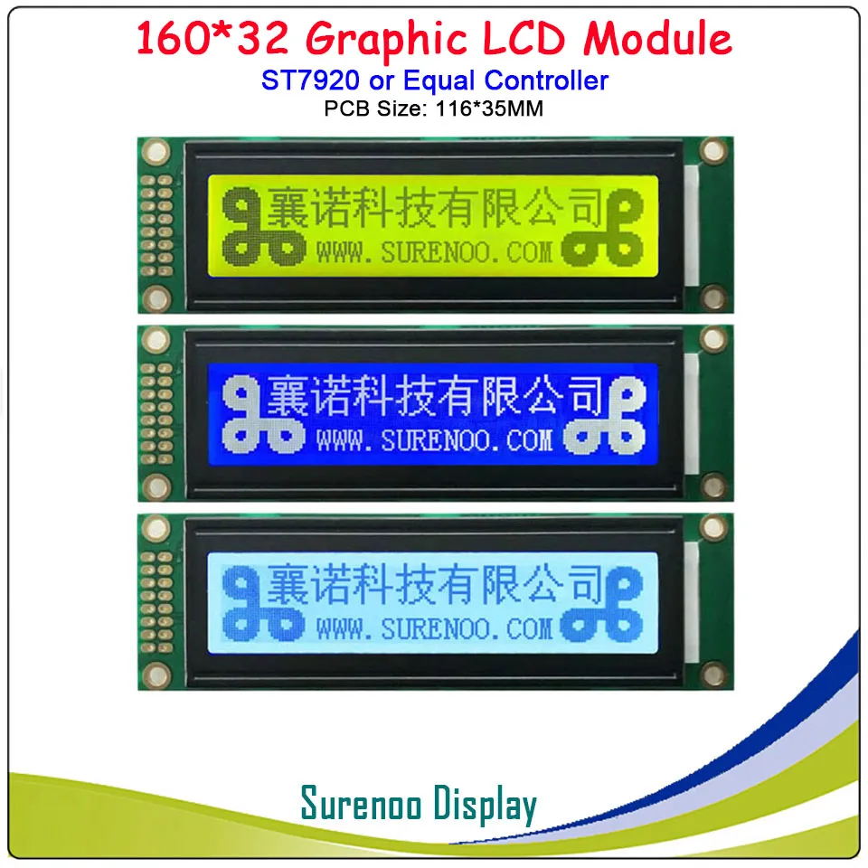3.12" (pcb Size: 116*35mm) 16032 160*32 Serial Spi / Parallel Graphic Lcd Module Display Screen ...