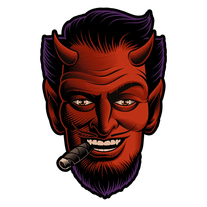 Retro-smoke-cigar-devil-satan-devil-face-red-retro-car-motorcycle ...