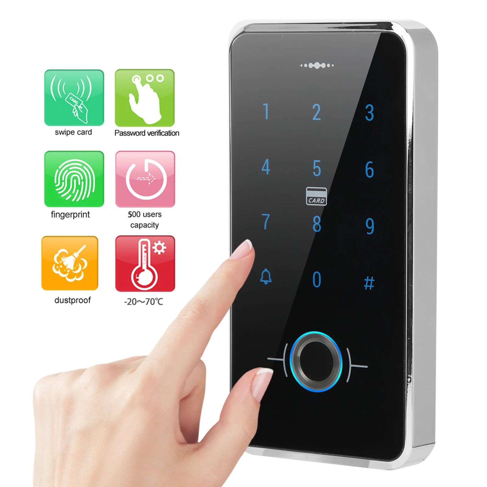 Touch Screen Door Keypad Biometric Fingerprint Access Control System ...