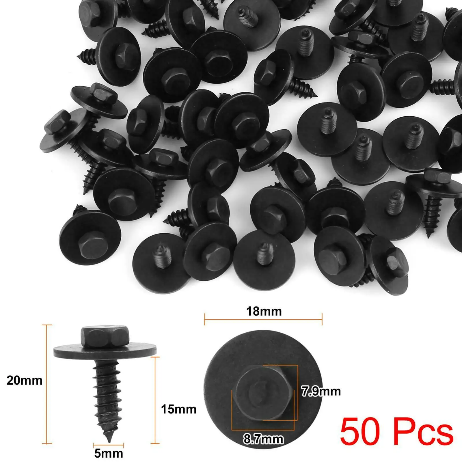 50Pcs Retainers Screw Bolt Fender Liner Car Water Tank Bottom Shield ...