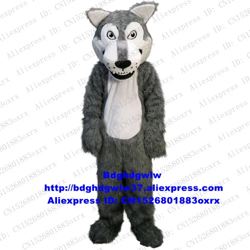 Long-Fur-Timber-Grey-Wolf-Coyote-Jackal-Dhole-Mascot-Costume-Adult ...