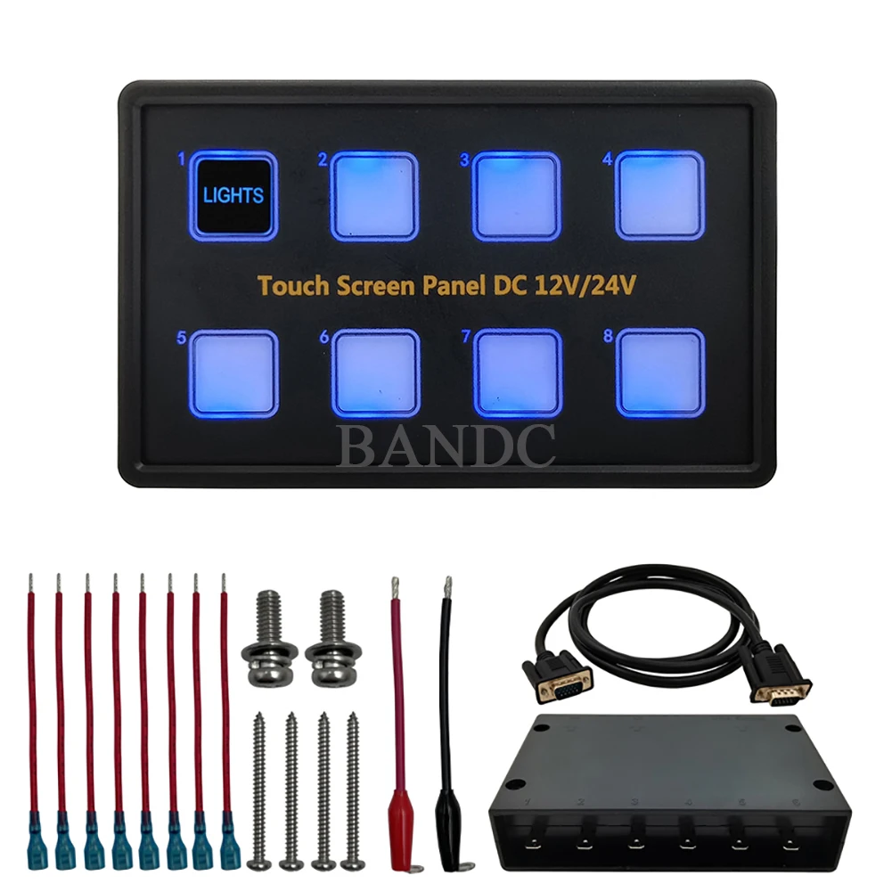8 Gang Led Switch Panel Touch Screen Control Panel Box For Car Marine ...