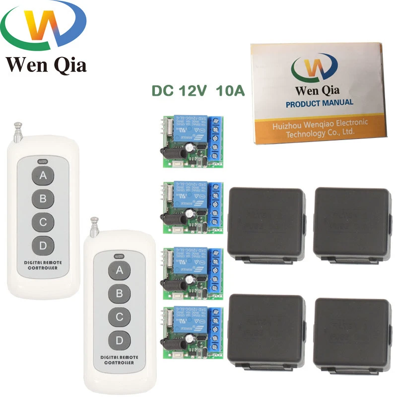 433MHz Universal Lange range Remote Control DC 12V 10Amp 1CH 4 gangs rf ...