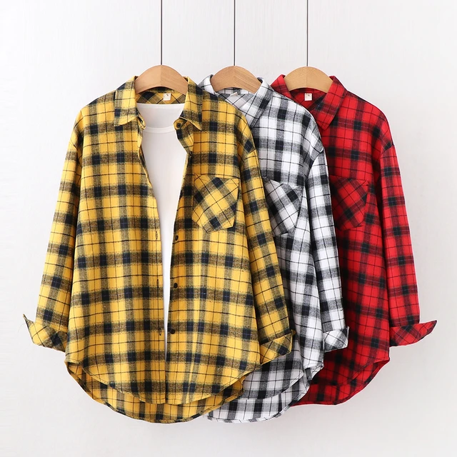 Yellow Plaid Shirt Women