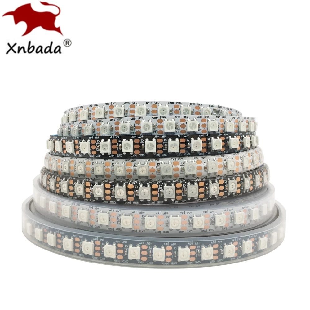 WS2812B Led 스트립, 개별 조정 가능한 스마트 WS2812 RGB Led 스트립, 96Leds/m 블랙/화이트 PCB ...