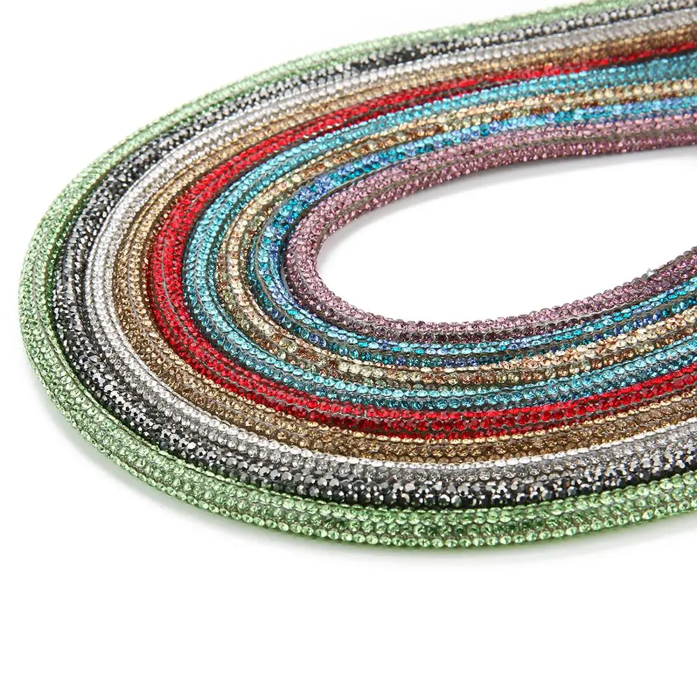 40cm Length 6mm Width Hollow Round Cords Ropes Resin Pave Inlaid ...