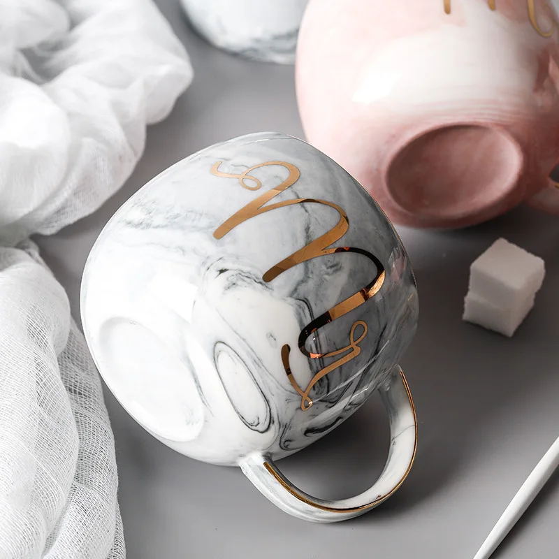 Coffee Mug Marble Gold Inlay Mr and Mrs Couple Mug Handle Girly Pink ...