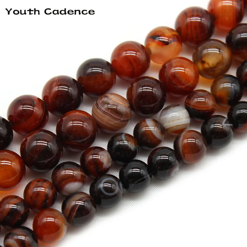 Natural-Dream-Color-Stripes-Agates-Stone-Round-Loose-Spacer-Beads-4-6-8 ...
