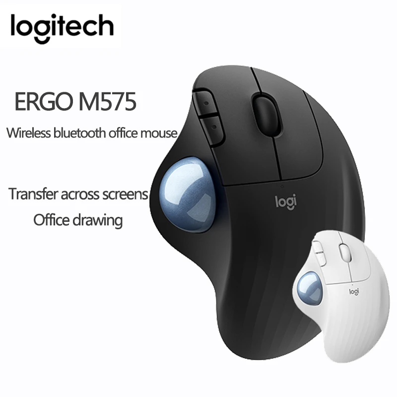 Logitech Ergo M575 Wireless Trackball Ergonomic Mouse 5 Buttons ...