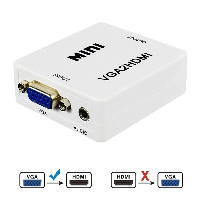 Mini Vga To Hdmi Converter With Audio Vga2hdmi 1080p Adapter Connector ...