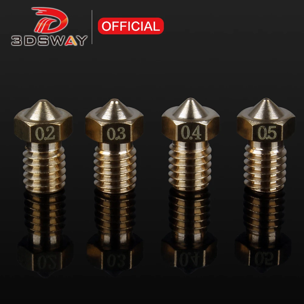 3DSWAY 4pcs/lot 3D Printer Parts e3d v5 v6 Hotend Brass Nozzle M6 ...