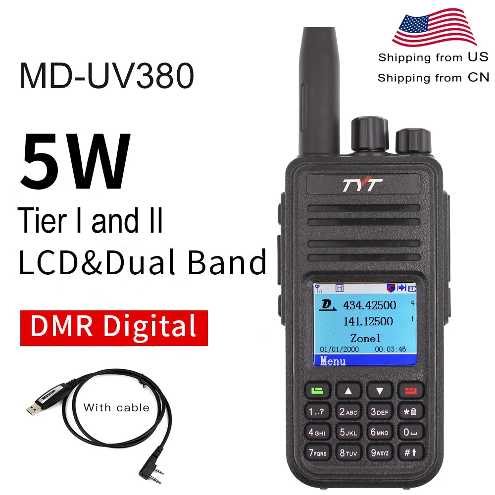 Tyt MD UV380 Dual Band 136 174Mhz & 400 480Mhz Walkie Talkie Dmr ...
