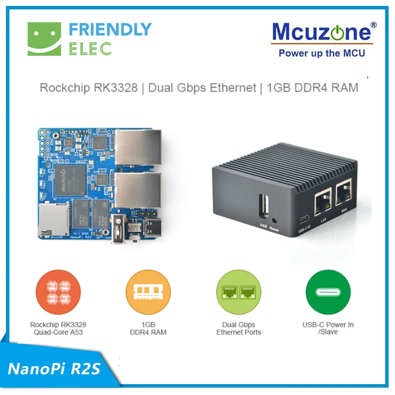 RK3328 Nanopi R2S mini router OpenWRT portable double gigabit network ...