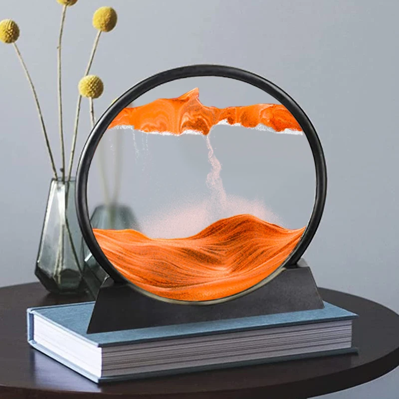 Motion Display Sand Frame 3D Moving Sand Art Crafts Picture Round Glass ...