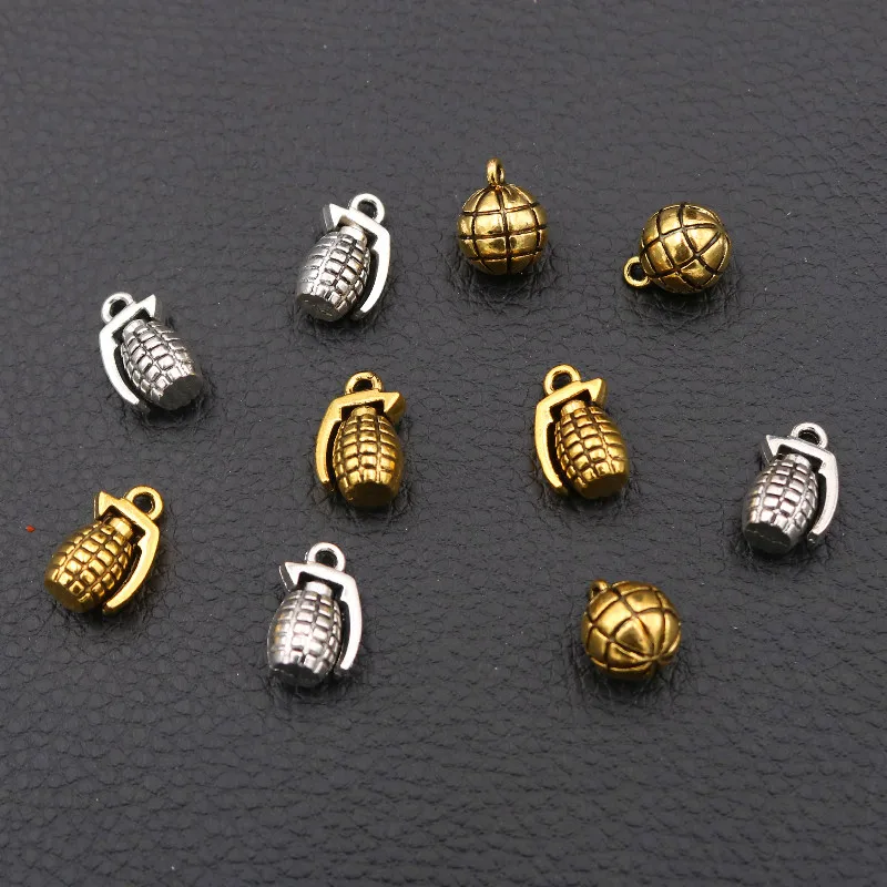 6pcs Retro 3D Metal Grenade DIY Jewelry Metal Pendants, Grenade Charms ...