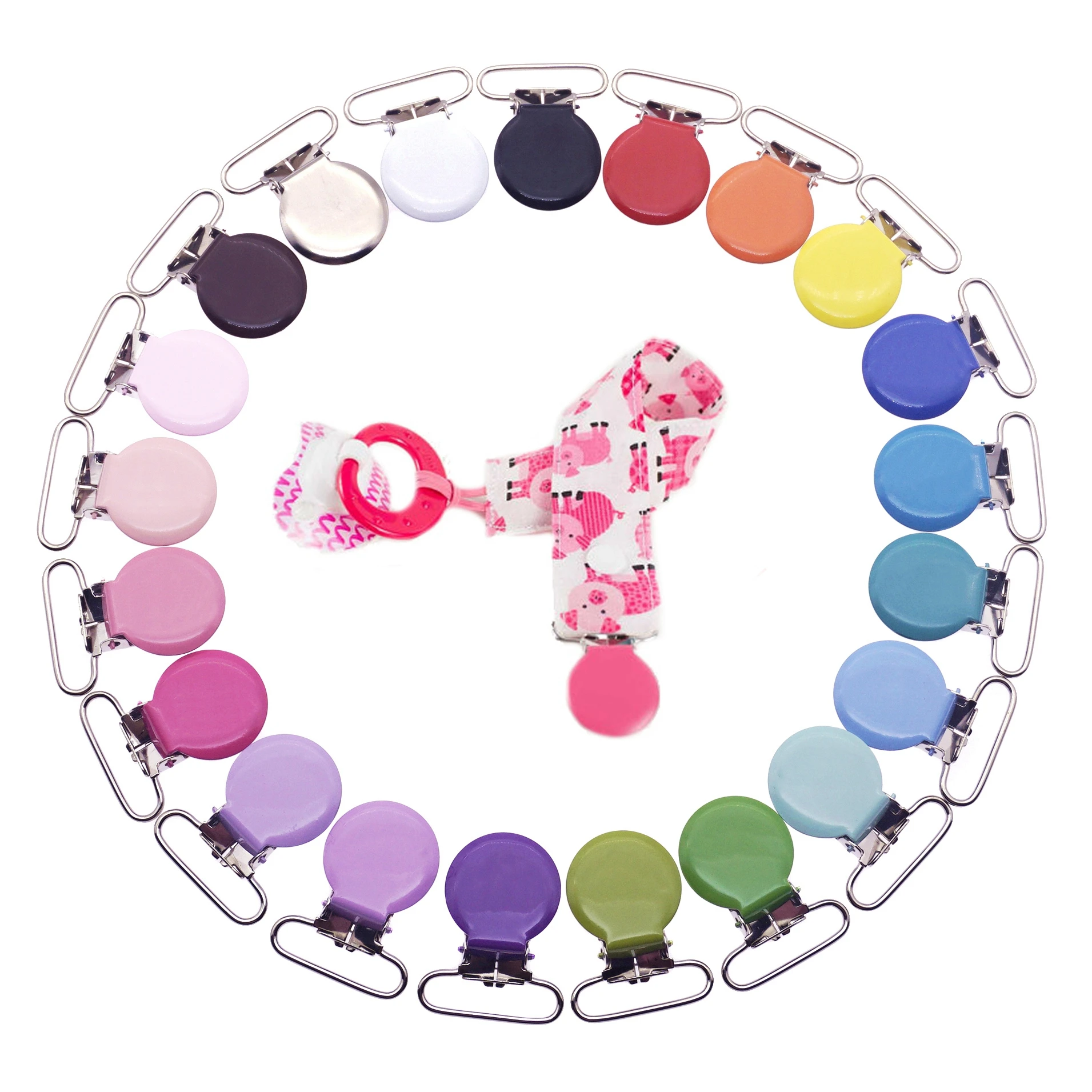 Wholesale 30 Pcs Baby Pacifier Clips Round Metal Holders Attache ...