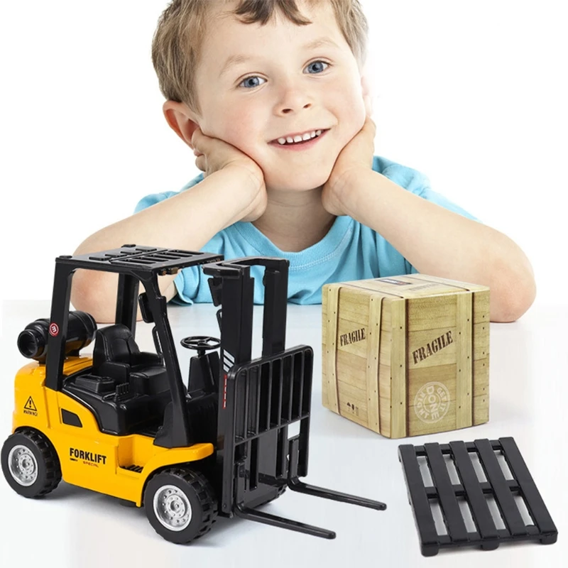Forklift Car Toy w/ Simulation Cargo & Manual Lift Pull Back Model ...