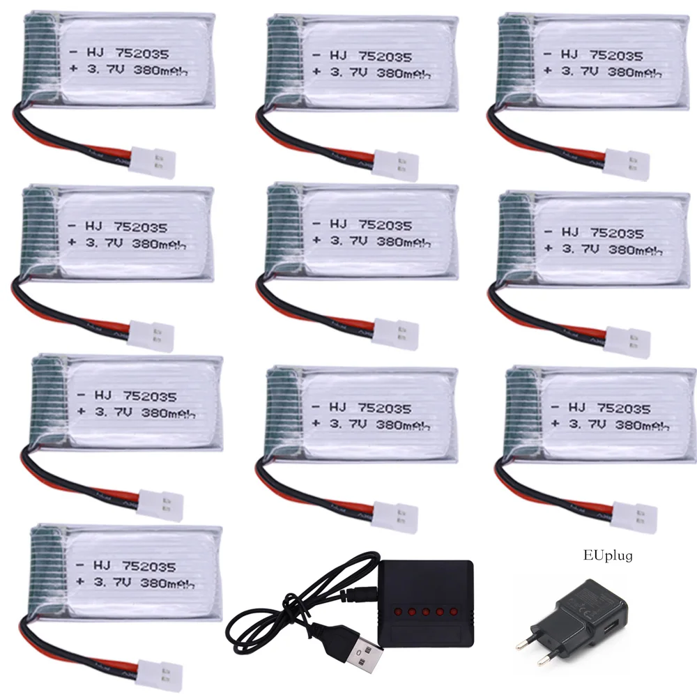 3.7V 380mAh Lipo Battery and usb Charger For Hubsan X4 H107 H107L H107D ...