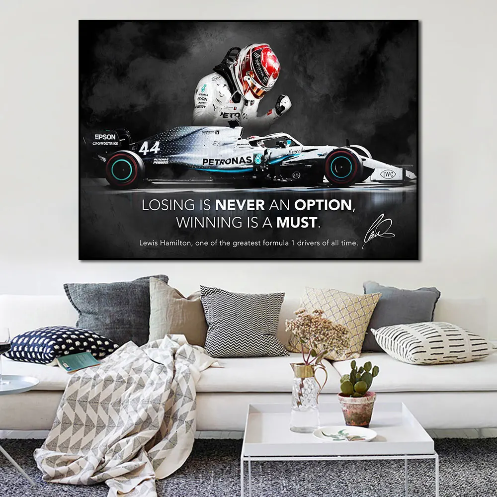 F1-Car-Inspirational-Quote-Poster-Canvas-Printed-Hamilton-Motivational ...