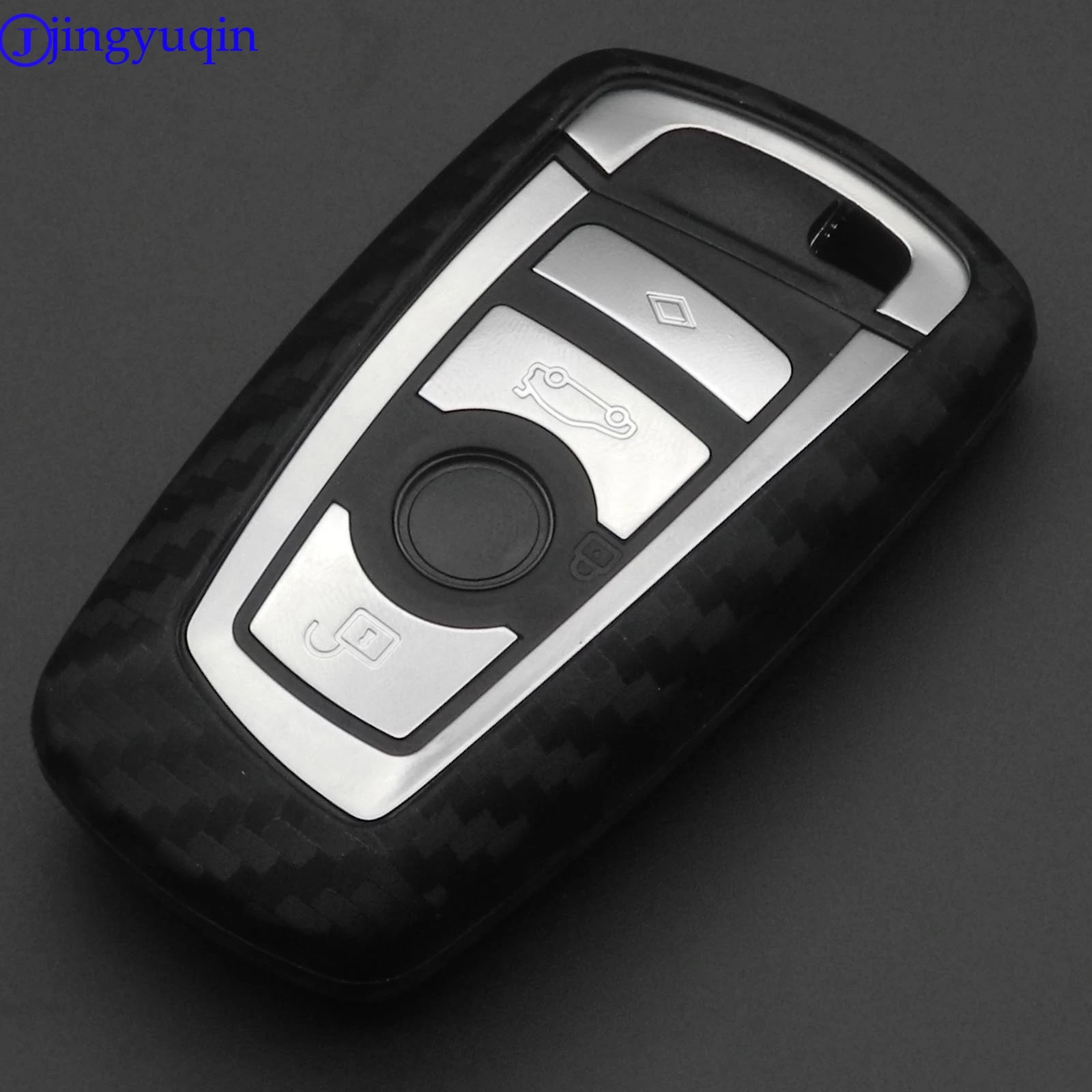 jingyuqin Carbon Soft Silicone Car Key Case Cover Remote Fob For BMW ...