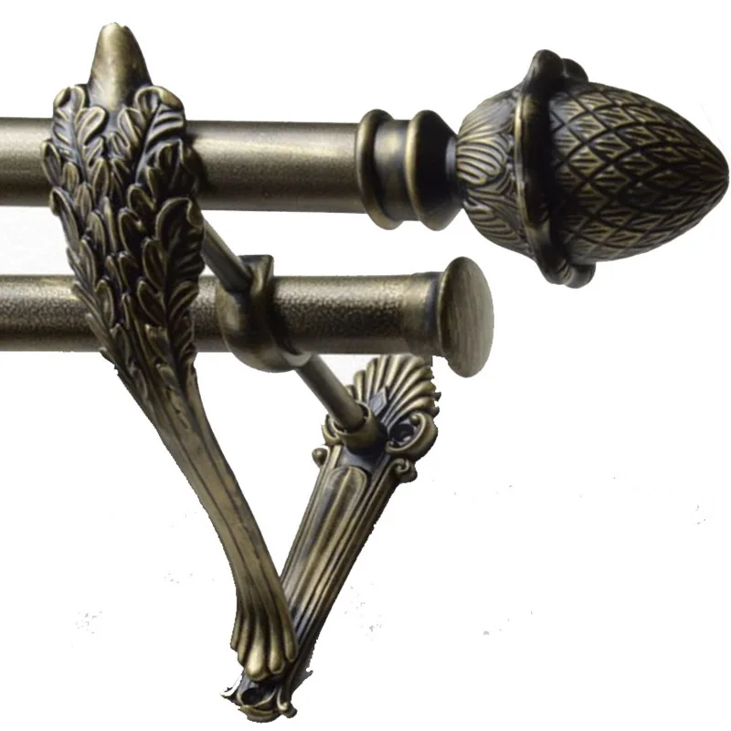 curtain rod bracket Old Green Golden Rods 28mm/28mm Double Single ...