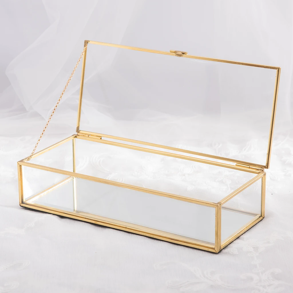 Clear Jewelry Box Glass Jewelery Organizer Trinket Storage Display ...