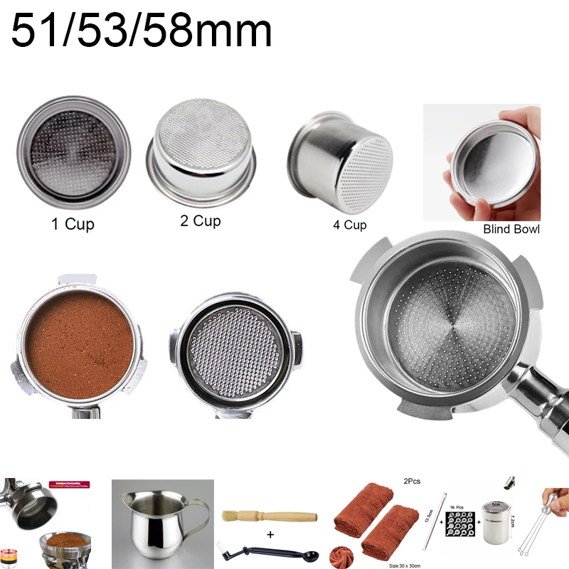 Coffee Filter 1Cup 2Cup 4Cup Blind Bowl 51/53/58mm Non Pressurized ...