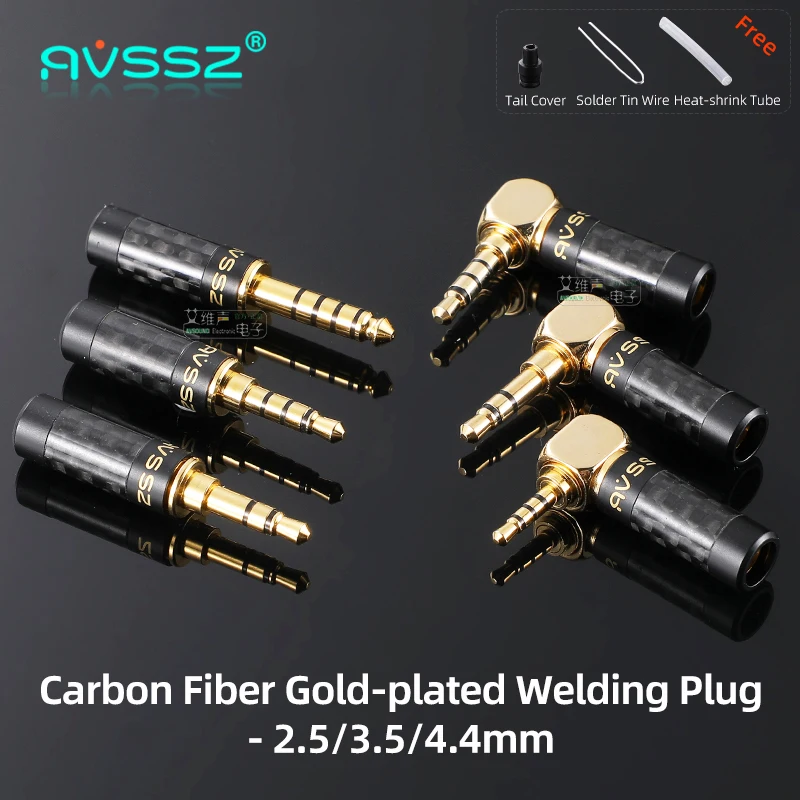 AVSSZ Carbon Fiber Straight / Angle Plug 3.5mm jack Stereo Headphone ...