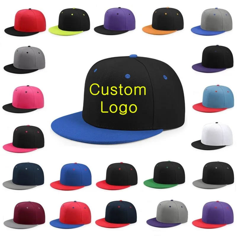 Adult-Custom-Logo-hat-Embroidery-Or-Print-Flat-Bill-Snapback-Hats-Your ...