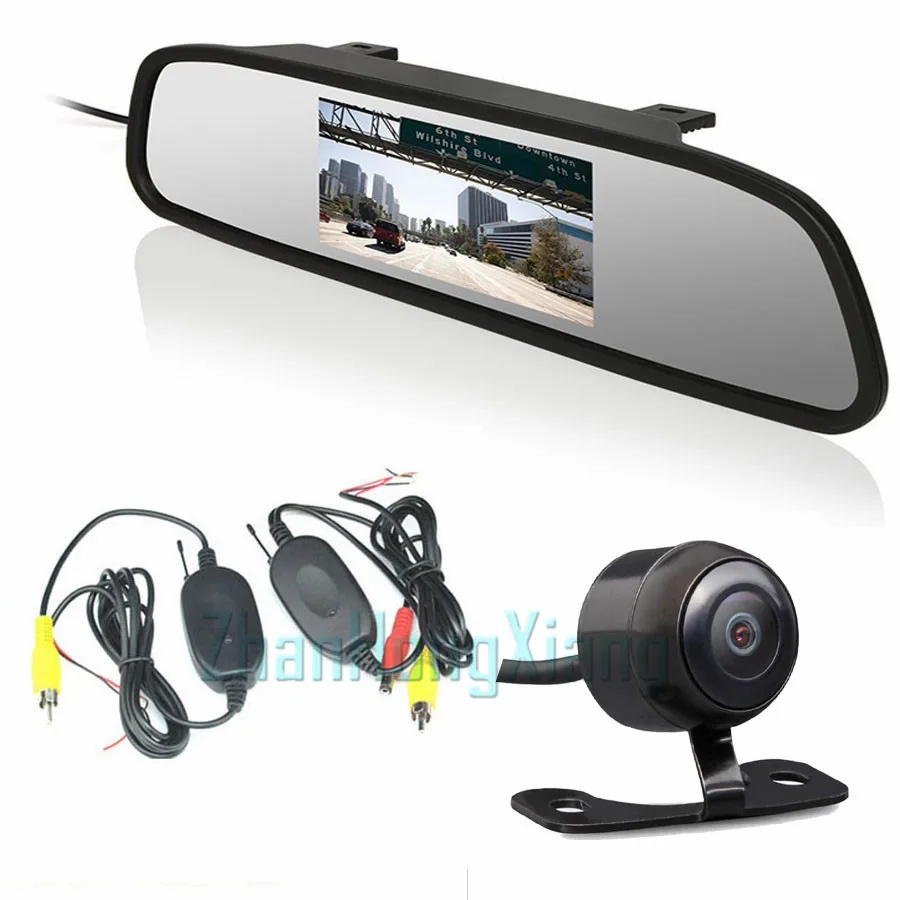 Wireless Car Rear View Kit 4.3" LCD Mirror Monitor + HD Auto Reverse ...
