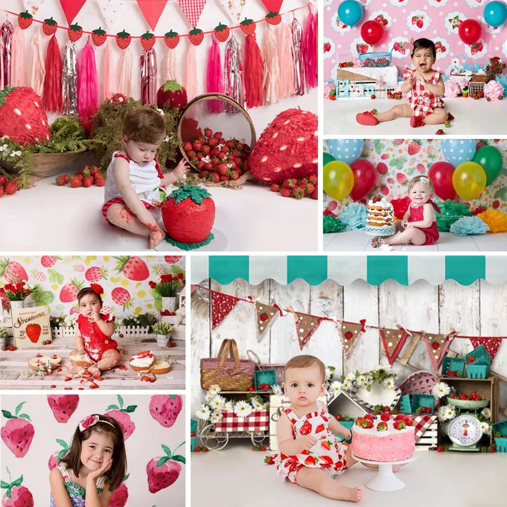 Fruit-Sweet-Strawberry-Theme-Girl-Cake-Smash-Photography-Backdrops ...