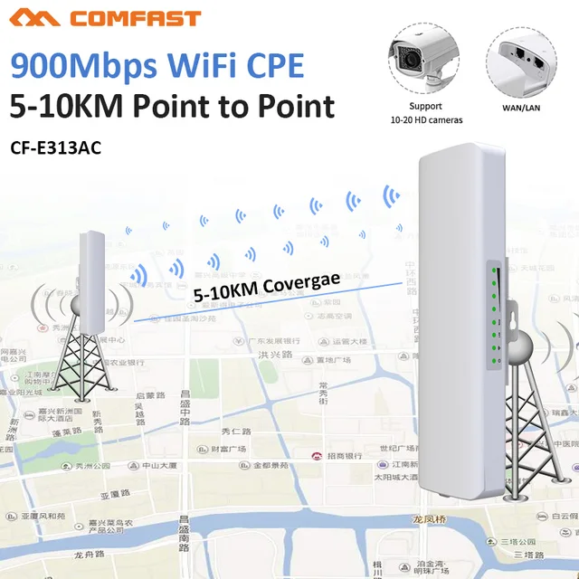 5km Long Distance Outdoor 5.8G Wifi router 2 Extender Signal Amplifier ...