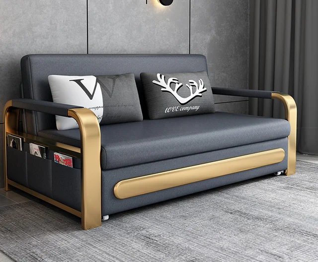 Multi-function sofa bed with storage box in HRZ new creative alloy decorative fabric – SmeshMega.com