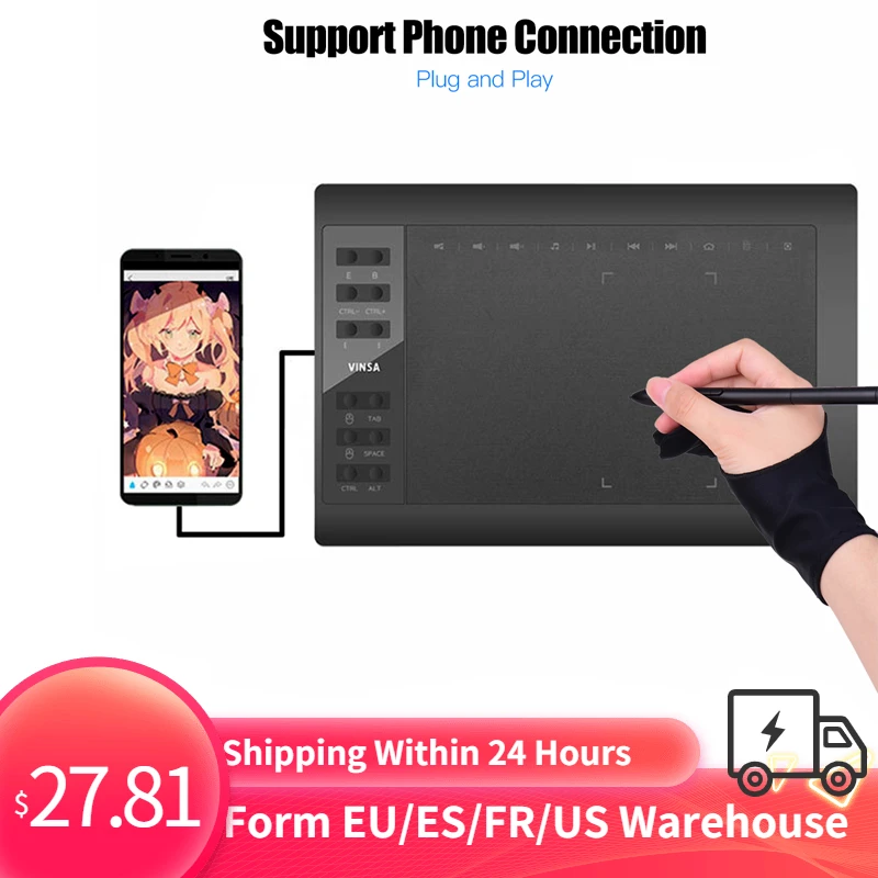 10x6 Inch 12 Express-keys Graphictablet Professional Graphics Drawing ...