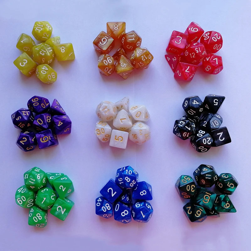 7PCS-Lot-RPG-Game-Dices-Colorful-Acrylic-Dice-Set-Mixed-D4-D6-D8-D10 ...
