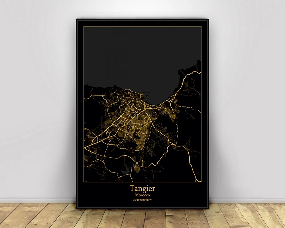 Home & Living Tangier map art city map print map poster Tangier map ...