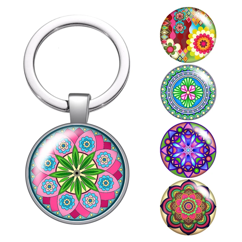 Flowers-Patterns-Vintage-styles-glass-cabochon-keychain-Bag-Car-key ...