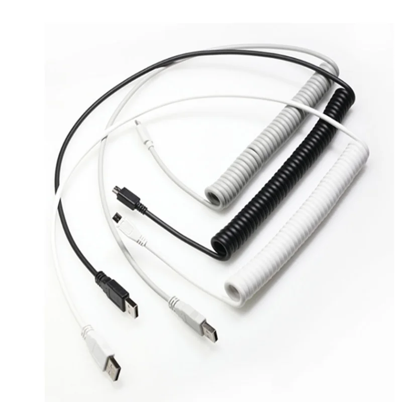 Coiled Cable Mechanical Keyboard Type C | Black White Coiled Keyboard ...
