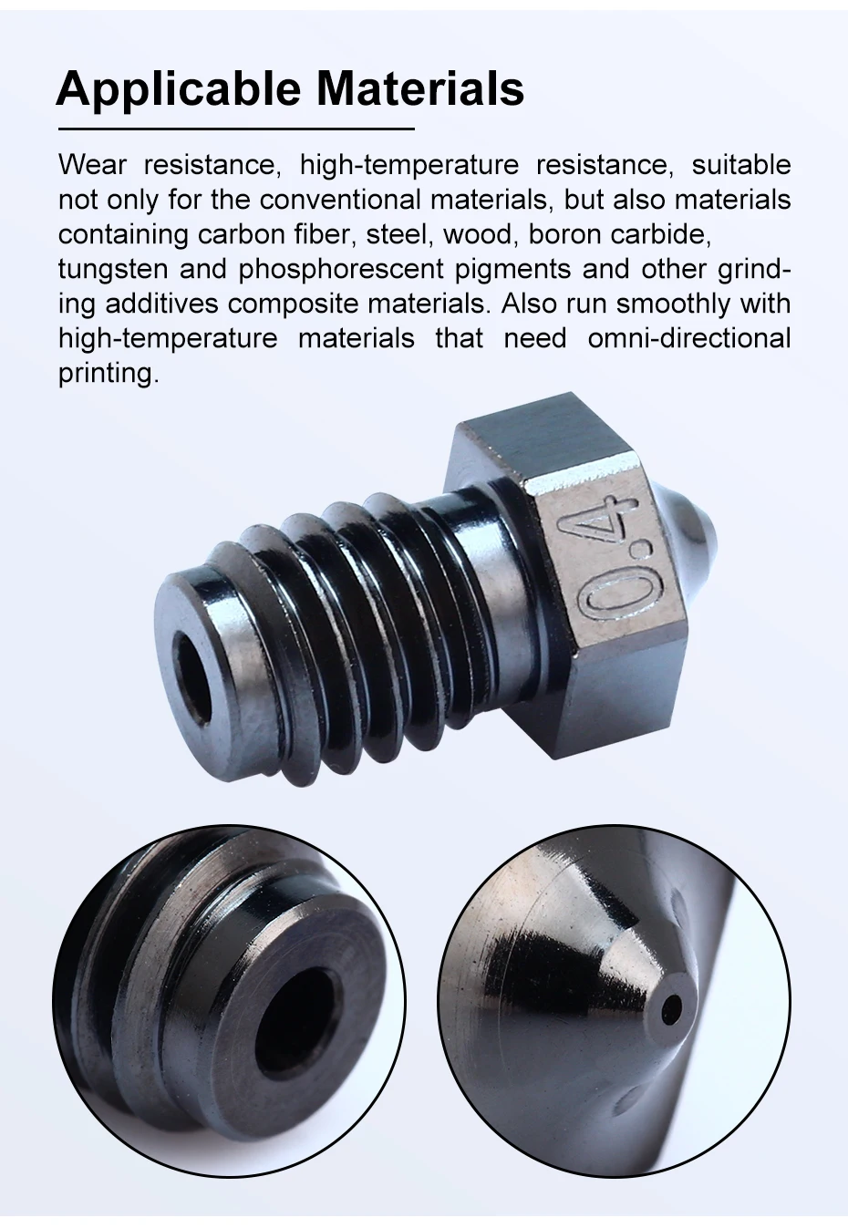 V6 DLC Hardened Steel Nozzle