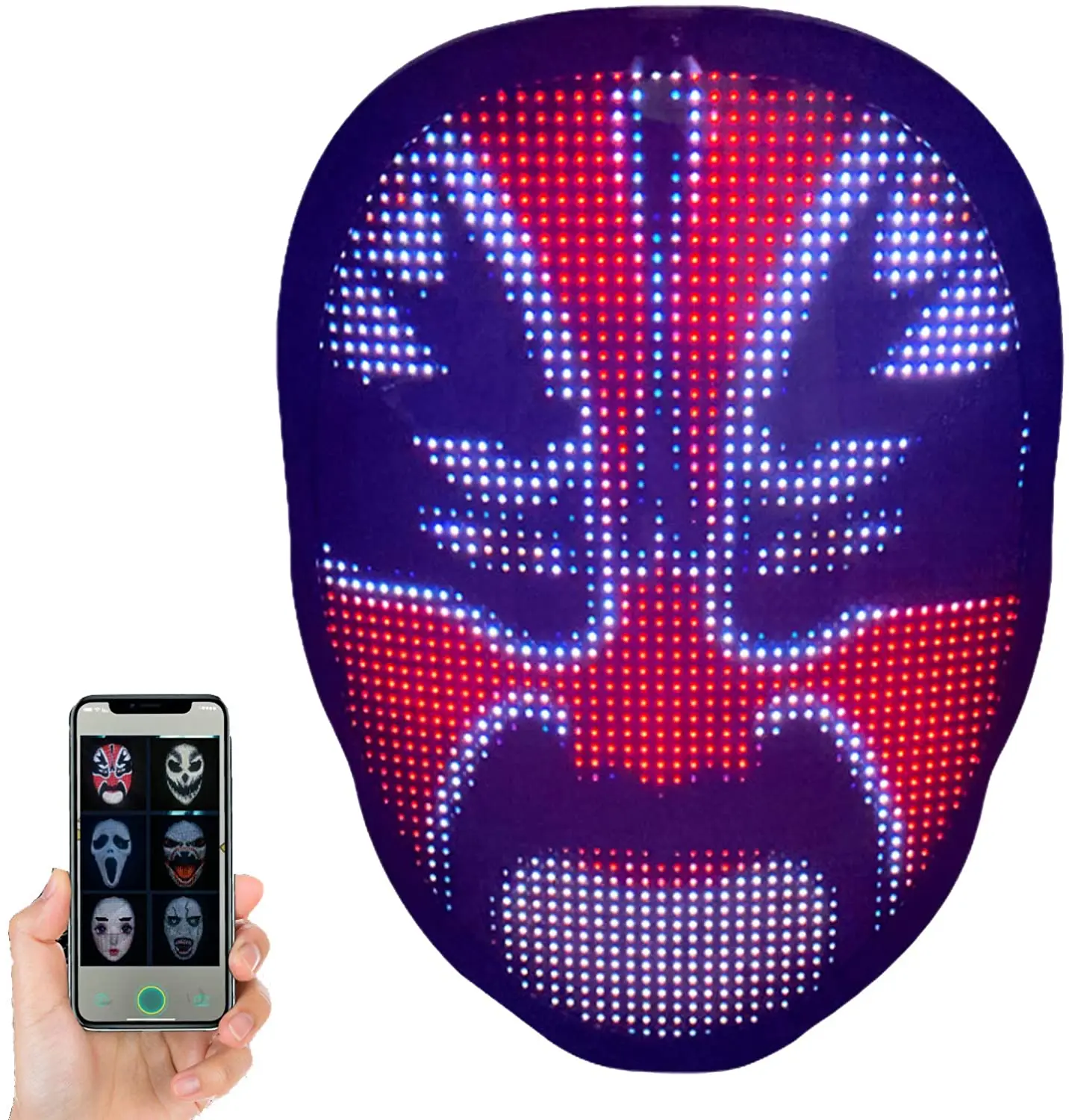 LED Display Mask Bluetooth Programmable Face Mask Full Color LED Face ...