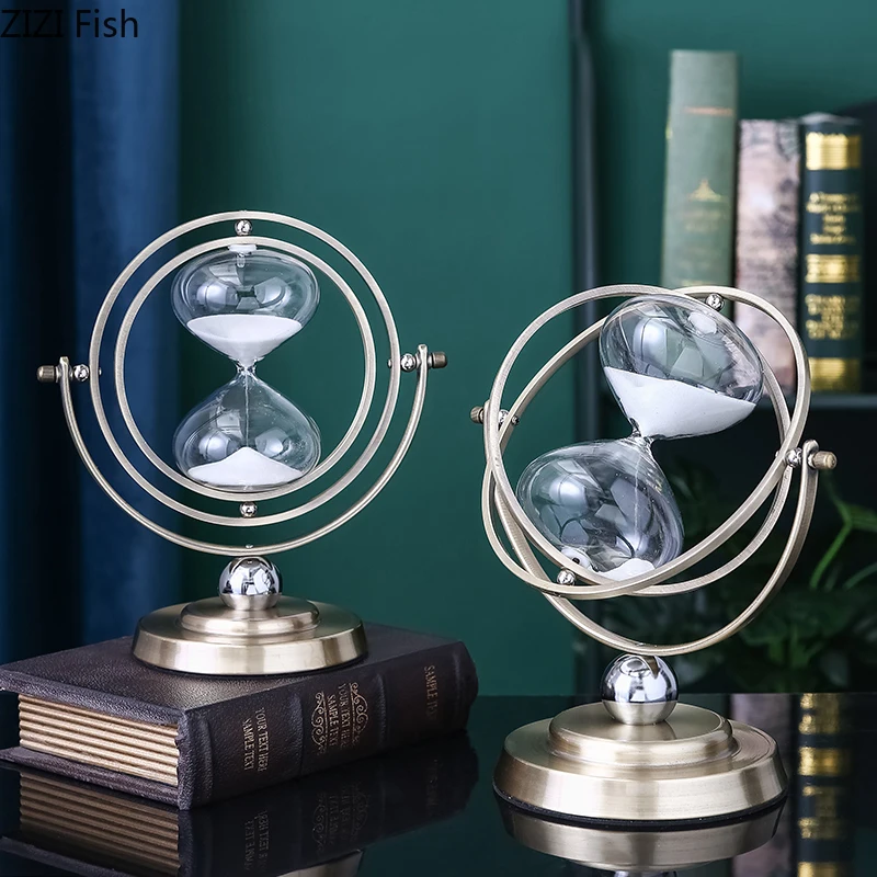 Creative-Metal-Rotating-Hourglass-Timer-Bookcase-Office-Decoration ...