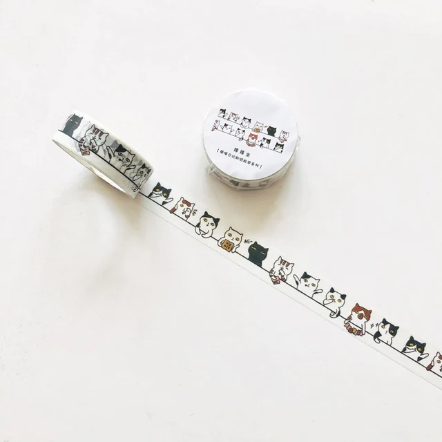 Cute Kawaii Adorable Cat Adhesive Paper Washi Tape Masking Tape DIY ...