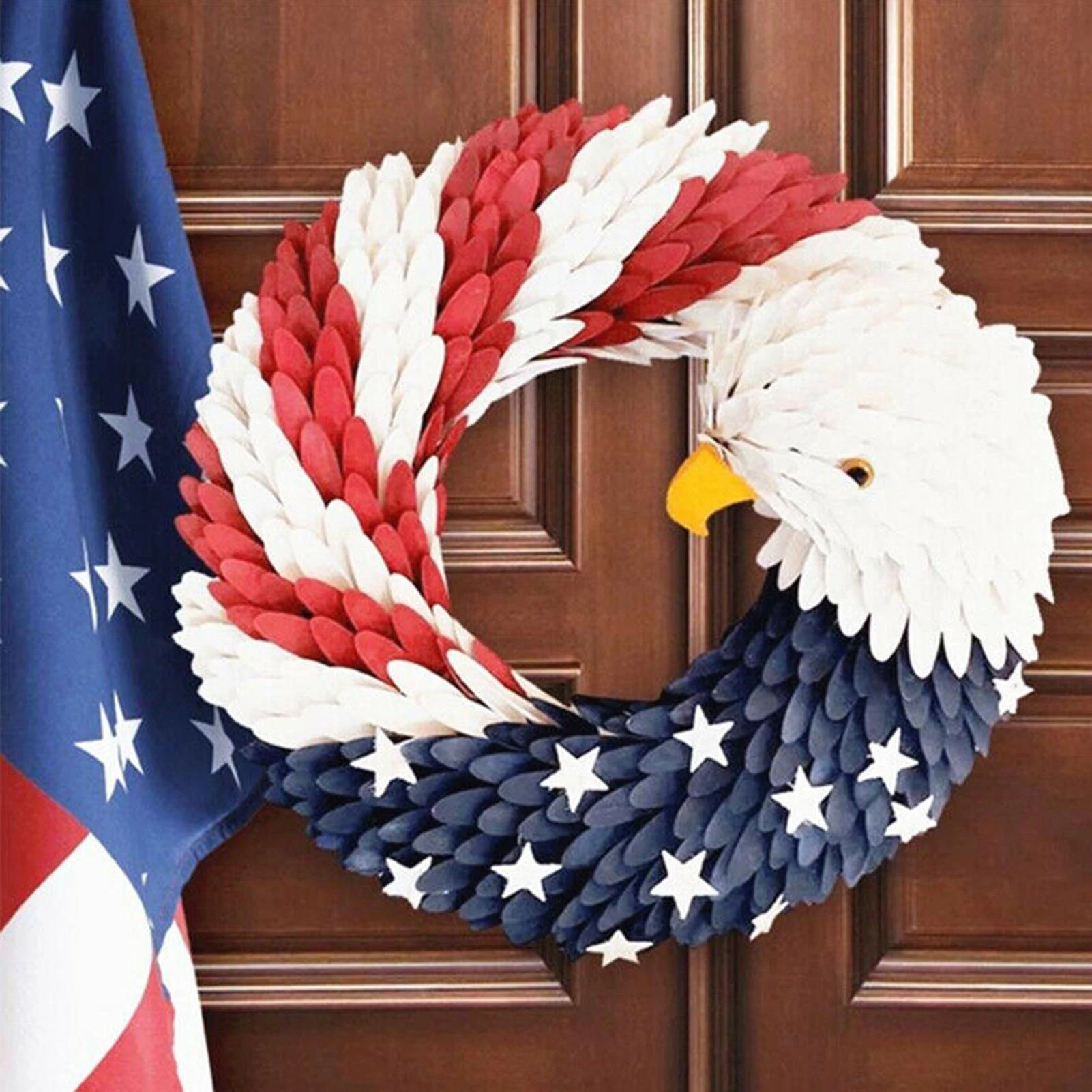 Diy America Patriotic Eagle Wreath Garland Decor For Front Door ...